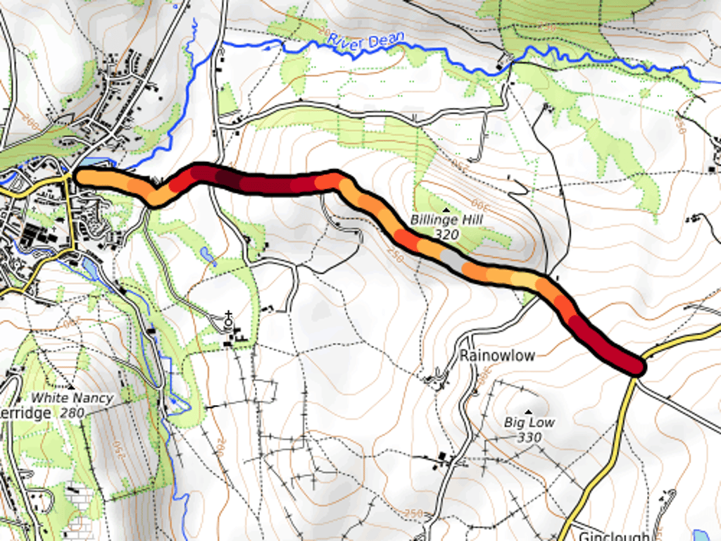 Blaze Hill vanuit Bollington - Profiel van de beklimming