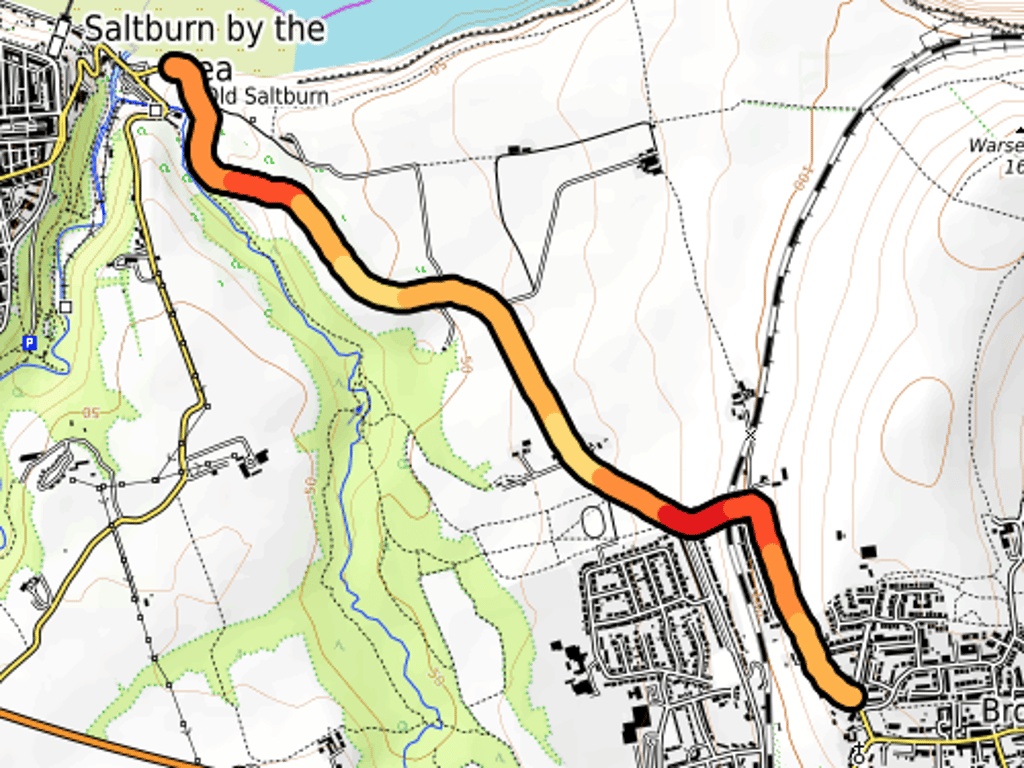 Brotton from Saltburn-by-the-Sea - Profile of the ascent