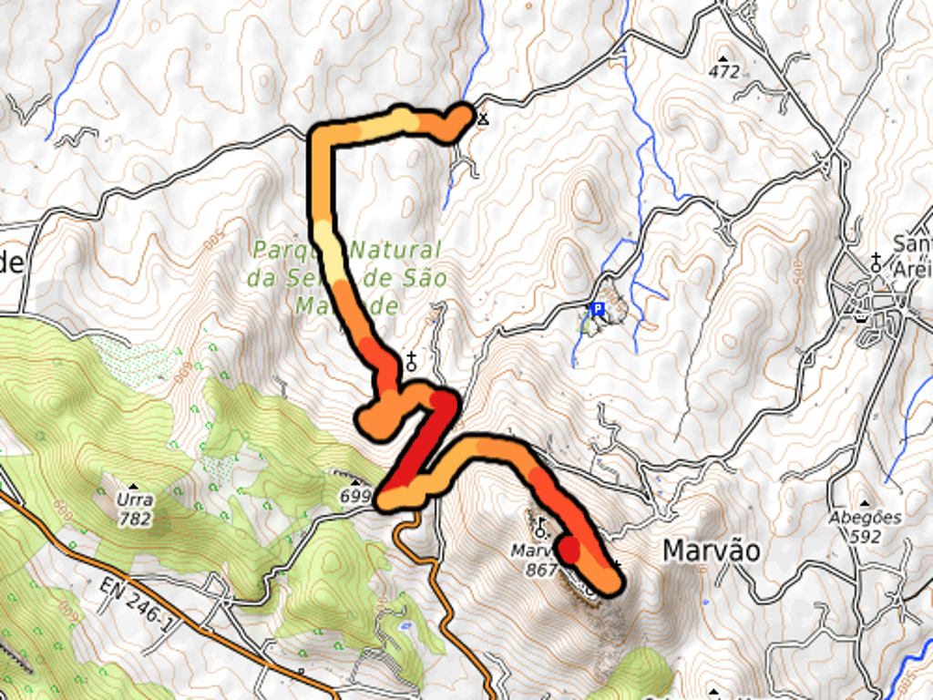 Castelo de Marvão desde Bica - Perfil del ascenso