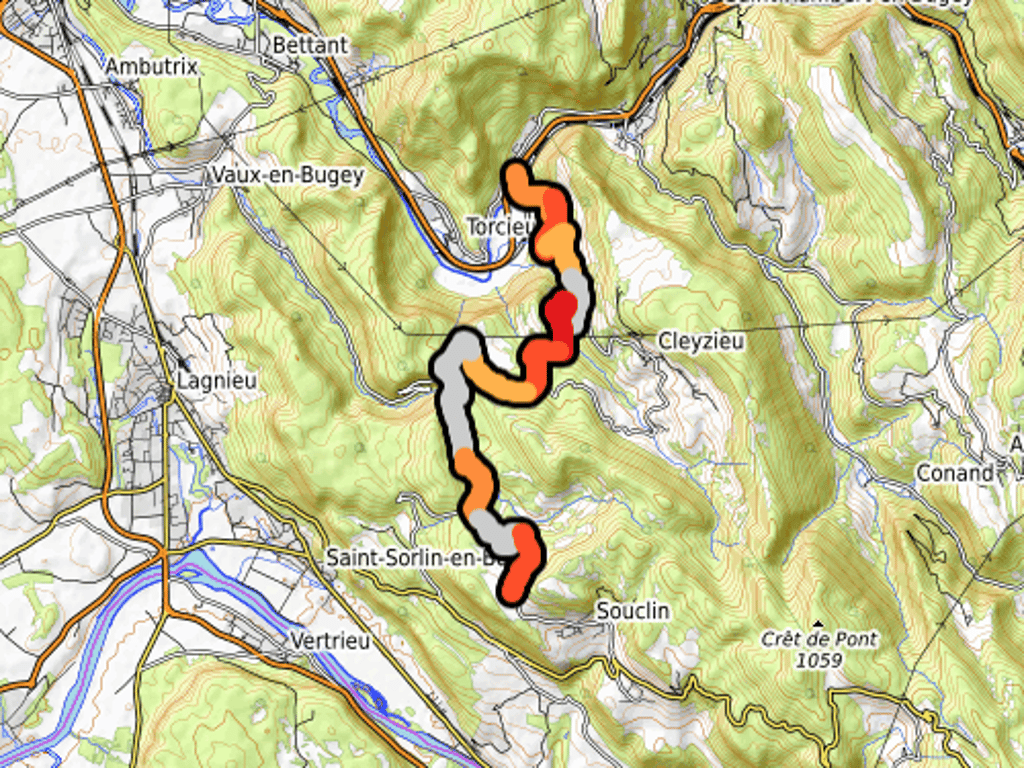 Col de Fay vanuit Torcieu - Profiel van de beklimming