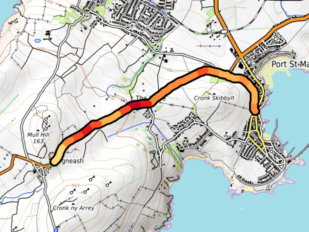 Cregneash via Cronk Road - Profile of the ascent