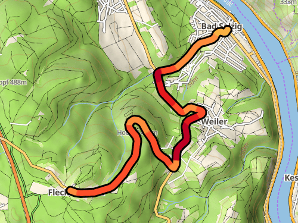 Fleckertshöhe desde Bad Salzig - Perfil del ascenso