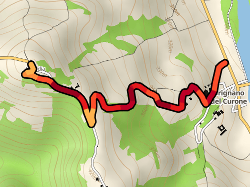 Guardia desde Brignano del Curone - Perfil del ascenso