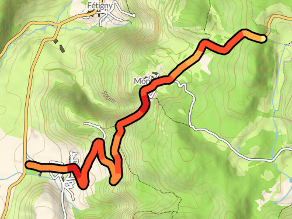 L'Étang / Viremont desde Légna - Perfil del ascenso