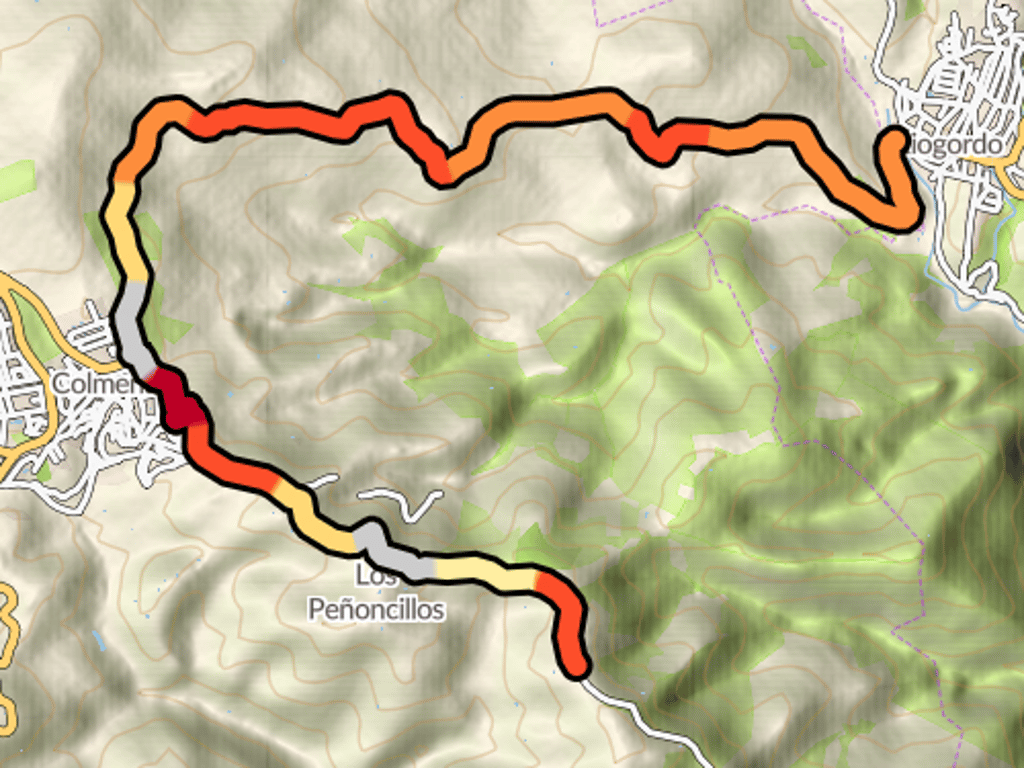 La Mina / Camino de Solano desde Riogordo - Perfil del ascenso