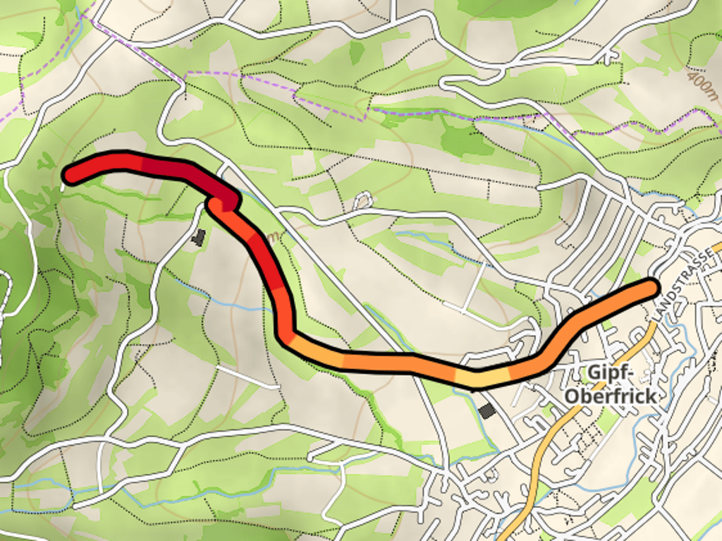 Lindenhof desde Gipf-Oberfrick por Gänsackerweg - Perfil del ascenso