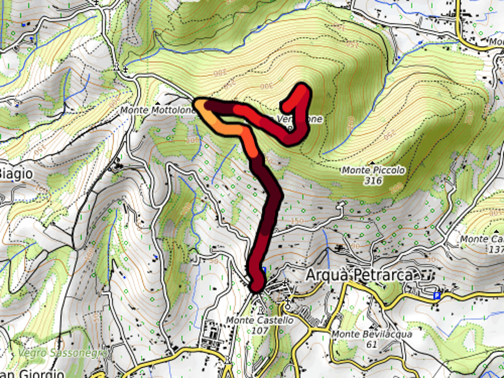 Monte Ventolone vanuit Arquà Petrarca - Profiel van de beklimming