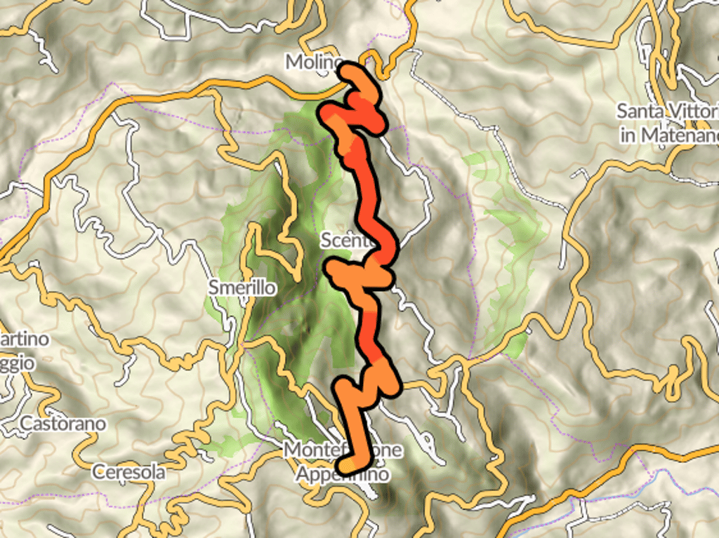 Montefalcone Appennino depuis Molino - Profil de l'ascension