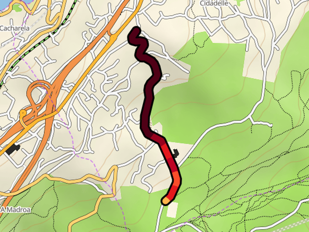 Muro da Buraca desde Chapela - Perfil del ascenso