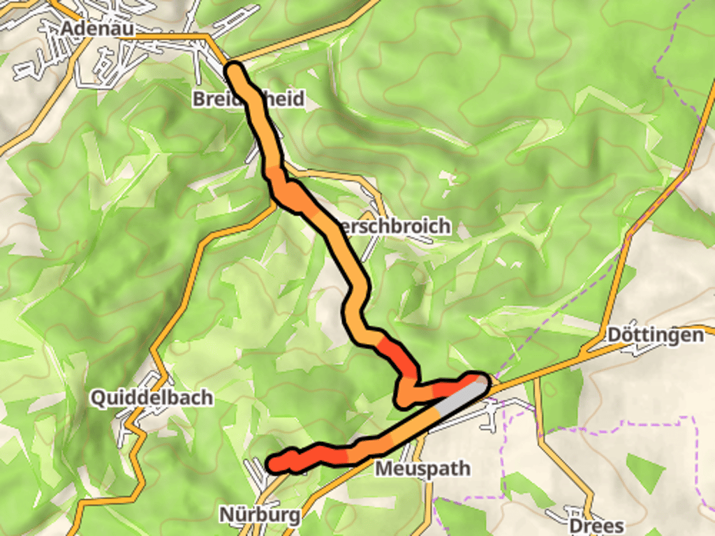 Nürburg z Breidscheid - Profil podjazdu