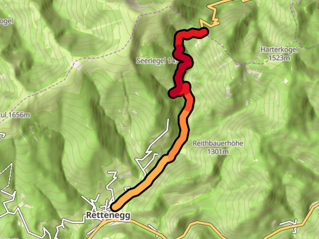 Pfaffensattel desde Rettenegg - Perfil del ascenso