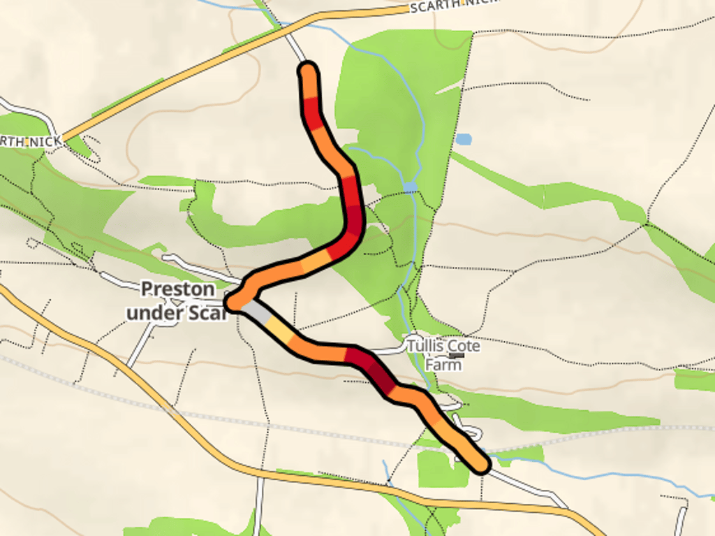 Preston Hill desde Wensley - Perfil del ascenso