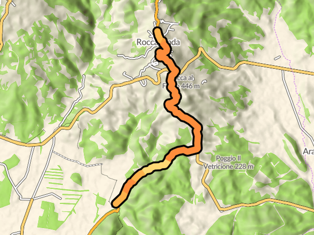 Roccastrada desde Poggio alle Vipere - Perfil del ascenso