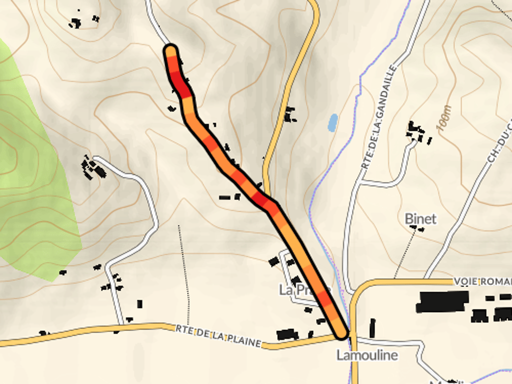 Route de Pech Redon depuis La Prade - Profil de l'ascension