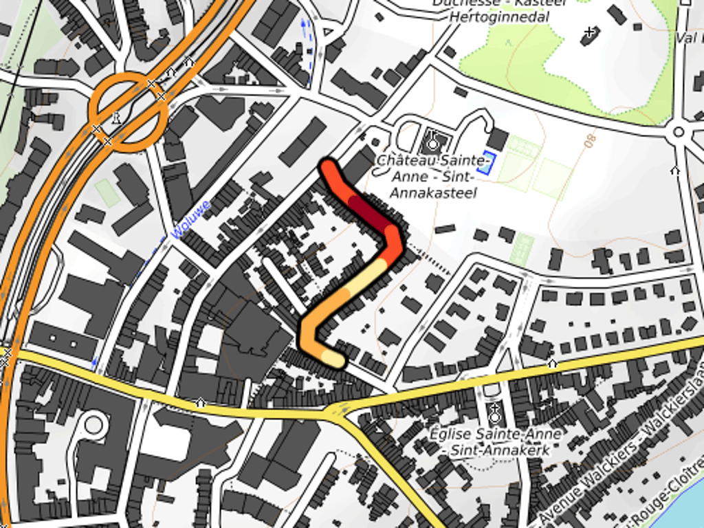 Rue du Villageois desde Auderghem - Perfil del ascenso