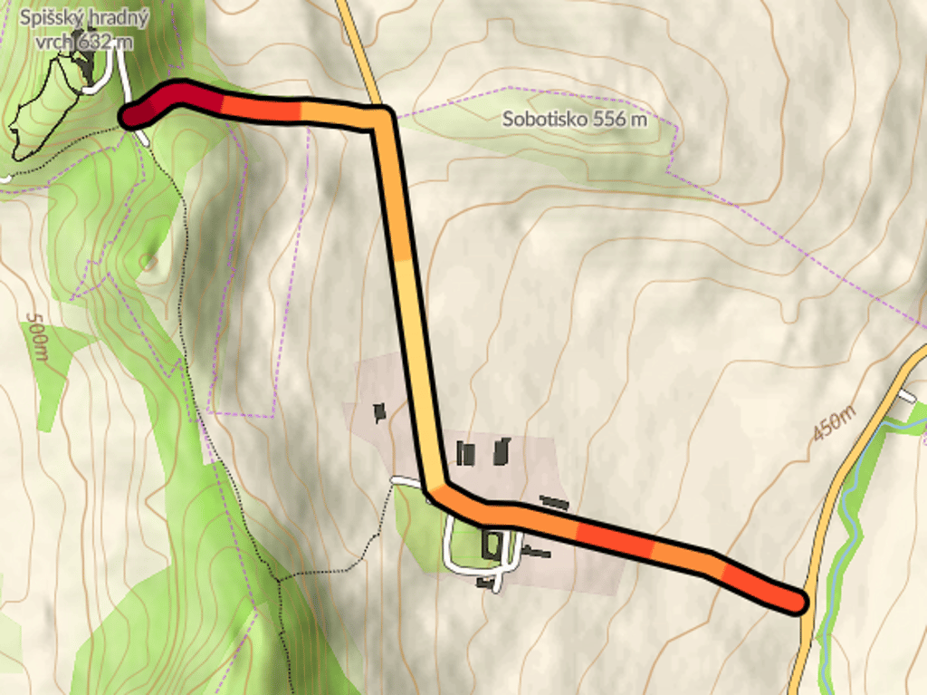Spišský hradný vrch via Žehra Hodkovce - Profile of the ascent