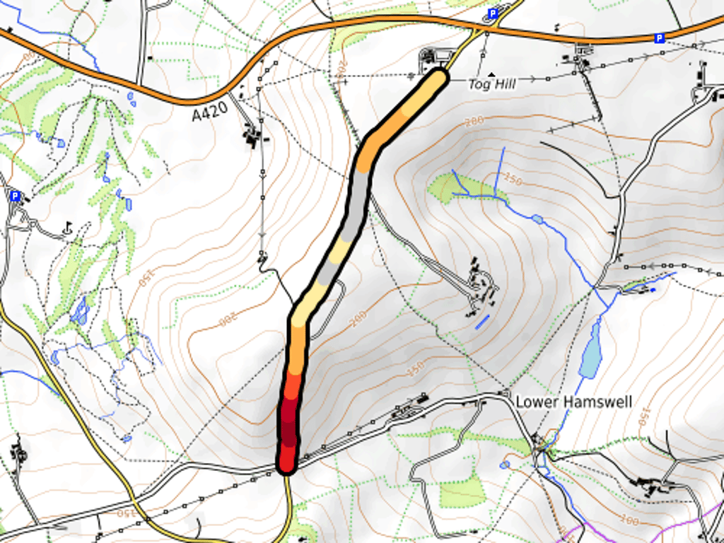 Tog Hill via Freezinghill Lane - Profiel van de beklimming